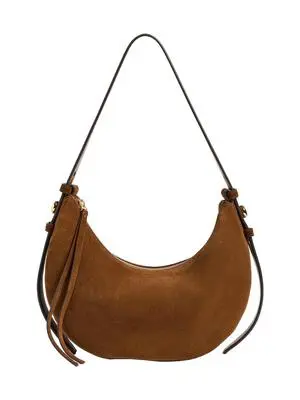 Tory Burch Suede Half Moon Bag - Caramel