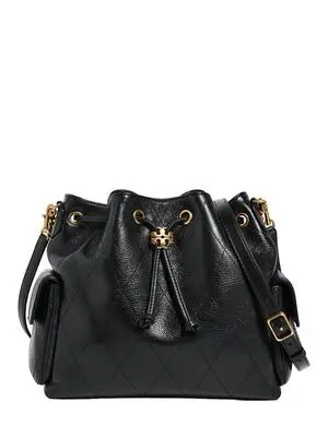 Tory Burch Charlie Quilted Drawstring Shoulder Bag - Black