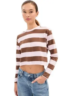 STATE & LAKE Striped Cricket Tee - Coco/ballet
