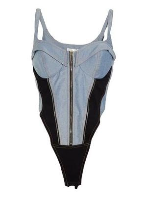 W LES FEMMES BY BABYLON Cotton Blend Bodysuit - Black