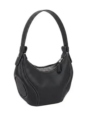 MODENAIRE Sculpted Leather Shoulder Bag - Black