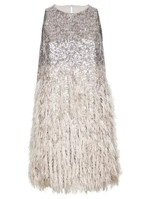 Brunello Cucinelli Dazzling Dégradé Mini Dress In Cotton And Silk Fil Coup - Nude