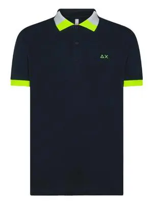 SUN 68 Contrast Trim Polo Shirt - Blue