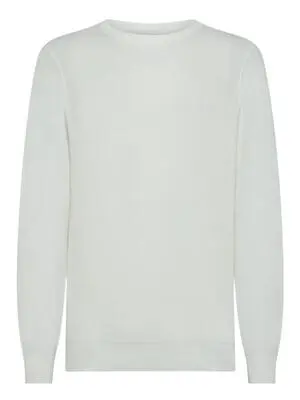 SUN 68 Micro Honeycomb Crew Knitted Jumper - White
