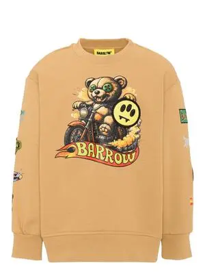 BARROW Graphic-print Patch-detail Sweatshirt - Beige