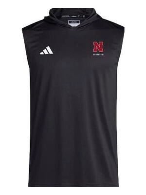 Adidas Nebraska Huskers D4t Sleeveless Hoodie - Black