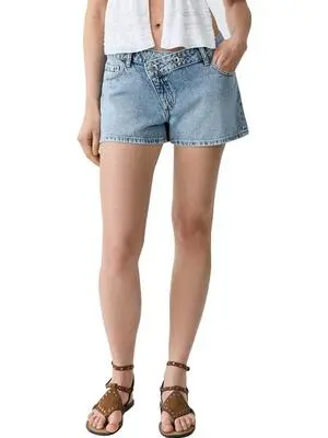 Mango Low Waist Mini Jeans Shorts - Medium Blue