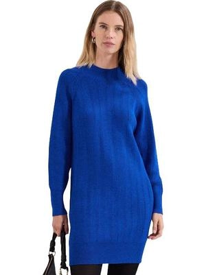 PHASE EIGHT Eleana Textured Ribbed Mini Sweater Dress - Blue