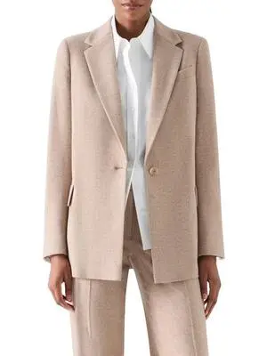 Akris Wool Flannel Boyfriend Blazer - Camel
