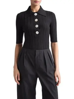 NACKIYE Sugarman Virgin Wool Rib Polo - Noir