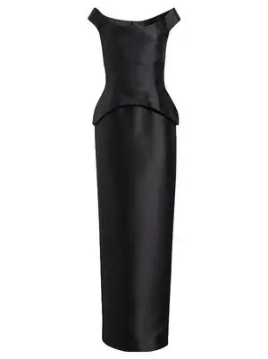 Solace London Pieta Cap Sleeve Peplum Gown - Black