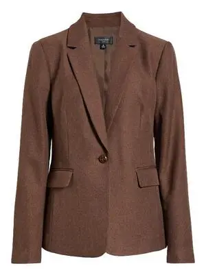 TAHARI ASL One-button Peak Lapel Blazer - Walnut