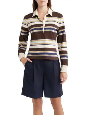ROWING BLAZERS Beaumont Striped Long Sleeve Rugby Shirt - Multi-color