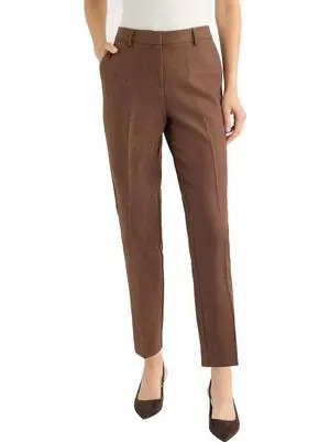 TAHARI ASL Classic Herringbone Trousers - Walnut