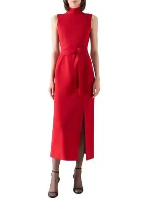 AKRIS Akris Punto Signature Jersey Mock Neck Midi Dress