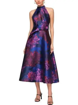 Js Collections Naomi A-line Cocktail Dress - Magenta Multi