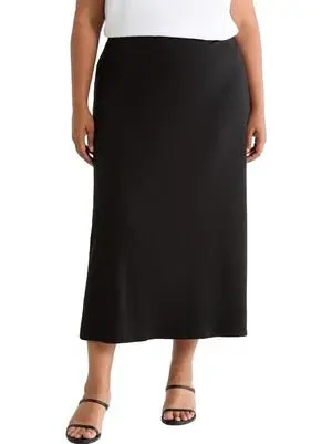 Eileen Fisher Rib Jersey Flare Midi Skirt - Black
