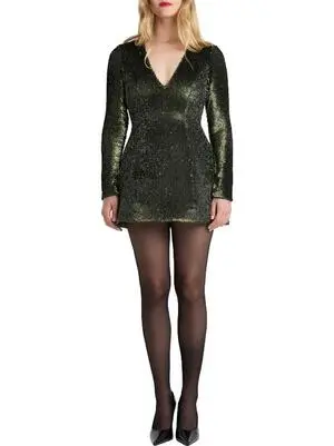 Bardot Eida Long Sleeve Hourglass Minidress - Khaki