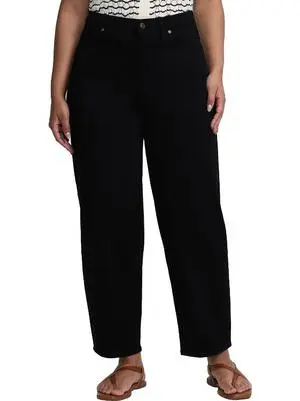 LANDS' END Denim High Rise Barrel Leg Ankle Jeans - Black