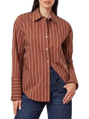 Habitual Striped Poplin Shirt - Tortoise Shell