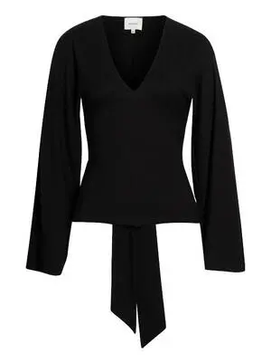 REFORMATION Hadley Tie Waist Knit Top - Black