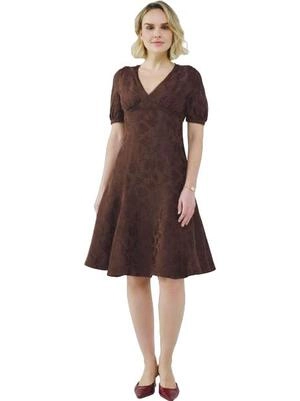 A.SHIMUS Floral Jacquard Midi Dress - Brown