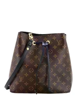 LOUIS VUITTON Monogram Canvas Leather Mm Bucket Bag - Brown