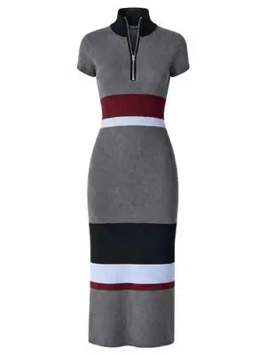 TOCCIN Dasha Striped Knit Midi Dress - Grey