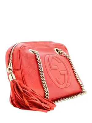 Gucci Soho Chain Zip Leather Small Shoulder Bag - Red