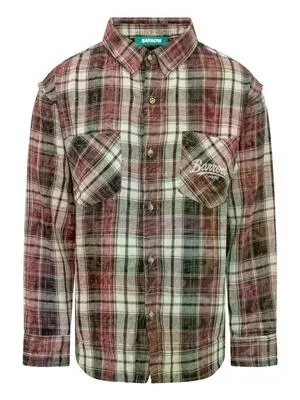 BARROW Check-pattern Graphic-print Shirt