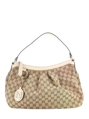 Gucci Sukey Gg Canvas With Leather Medium Hobo Bag - Neutrals