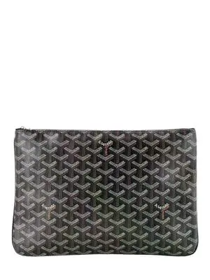 Goyard Coated Canvas Mm Senat Zip Pouch - Brown