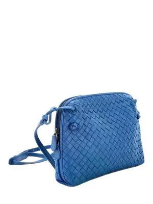 Bottega Veneta Intrecciato Nappa Small Cross Body Bag - Blue