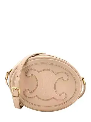 Celine Triomphe Oval Leather Crossbody Bag - Neutrals