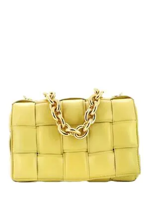 Bottega Veneta Bottega Veneta Cassette Chain Padded Maxi Intrecciato Leather Crossbody Bag Yellow