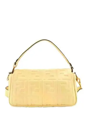Fendi Fendi Zucca Embossed Leather Baguette Crossbody Bag Yellow