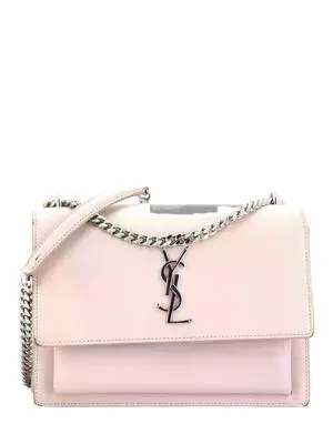 Saint Laurent Sunset Leather Medium Cross Body Bag - Neutrals