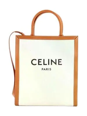 Celine Celine Vertical Cabas Canvas And Leather Small Tote Bag Brown