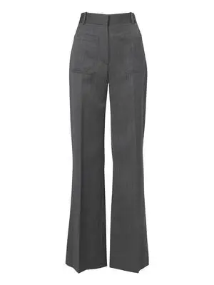 VICTORIA BECKHAM Victoria Beckham Alina Herringbone Virgin Wool Wide-Leg Pants