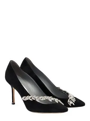 Balenciaga X Manolo Blahnik Embellished Suede Pumps - Black
