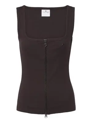 COURREGES Courrèges Zip-up Cotton Tank - Brown