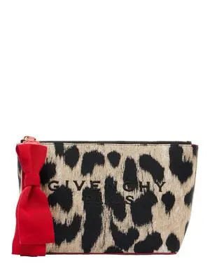 Givenchy Logo Leopard-print Pouch - Beige