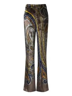 Etro Paisley Velvet Flared Pants - Multicoloured