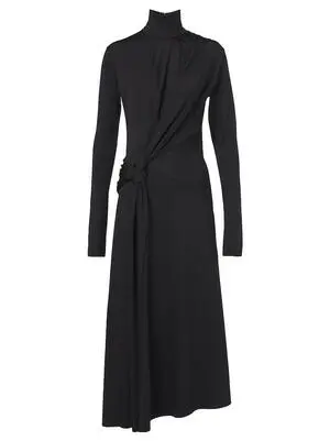 Victoria Beckham Letice Gathered Turtleneck Jersey Midi Dress - Black