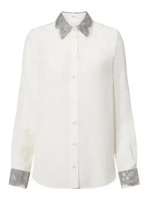 Alexander McQueen Lace-trimmed Silk Shirt - White