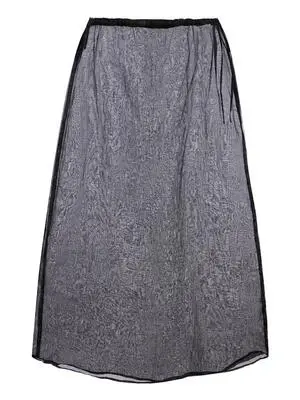 Prada Cotton Organdy Midi Skirt - Black