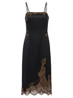 Dorothee Schumacher Lace-trimmed Satin Slip Dress - Black