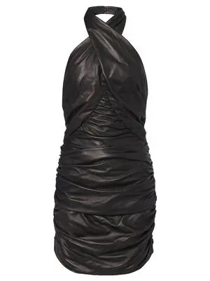 BALMAIN Balmain Ruched Leather Minidress