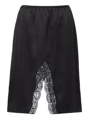 Saint Laurent Lace-trimmed Silk Satin Slip Skirt - Black