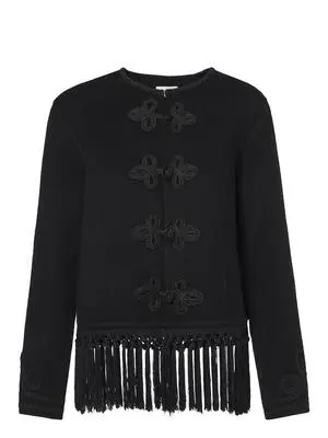 RIXO Inga Fringed Wool-Blend Jacket